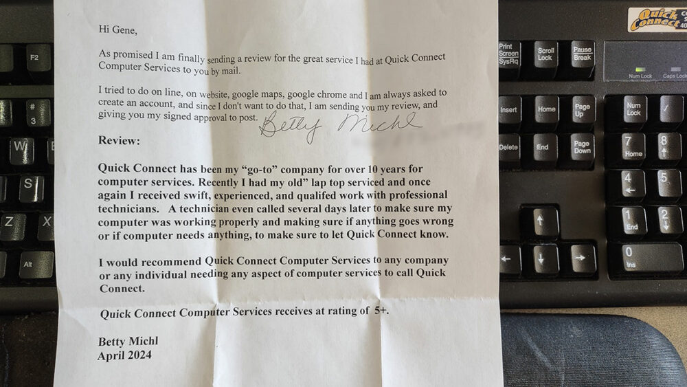 Celebrating Customer Reviews | Quick Connect Computer Services